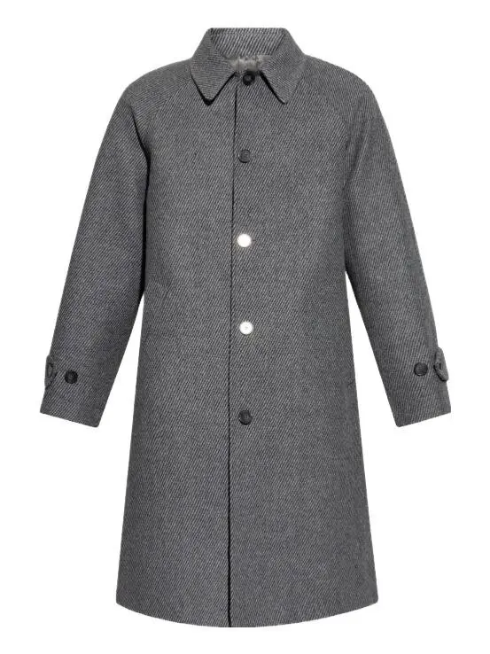 Officine Générale Single-breasted Coat With Adjustable Cuffs - Grey