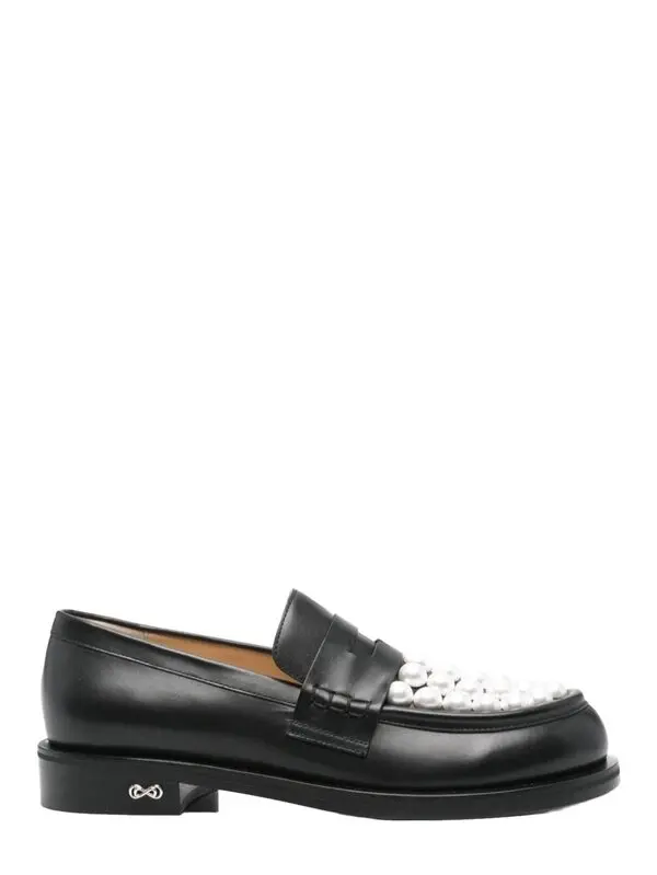 MACHMACH Mach & Mach Logo Plaque Sirene Loafers - Black