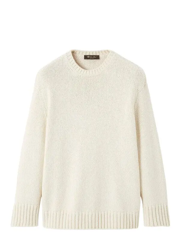 Loro Piana Ribbed Crewneck Jumper - Icing Sugar