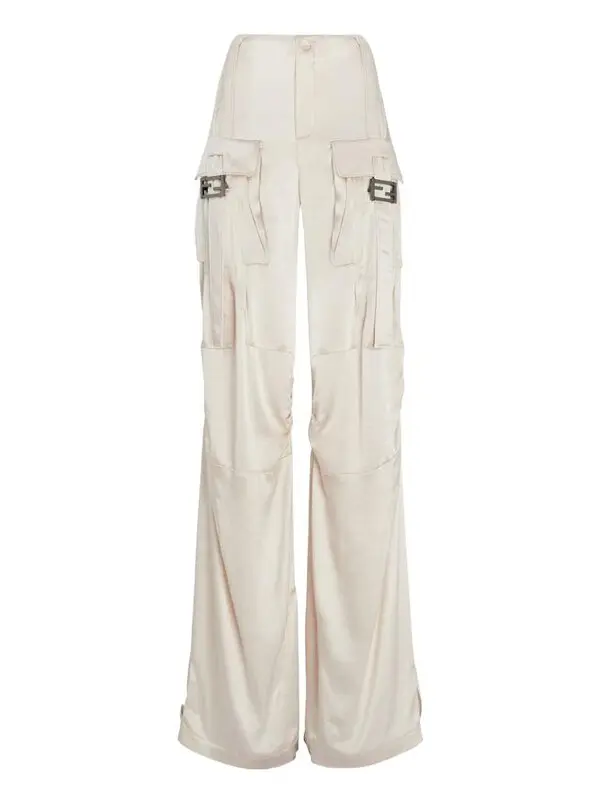 Fendi Cargo Pants With Ff Baguette Buckle Embellishment - Beige