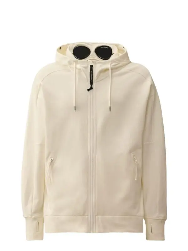 C.P. COMPANY Diagonal Raised Fleece Goggle Sweatshirt - White