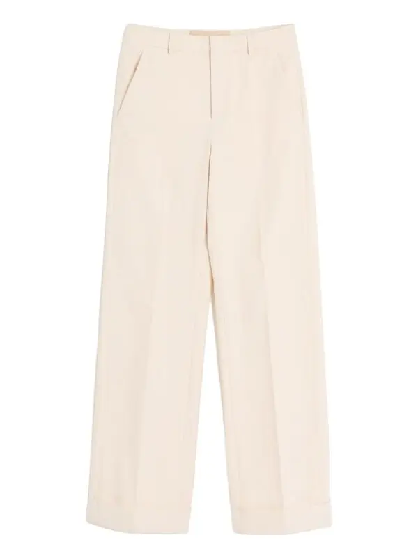 Valentino Garavani Wide Leg Pants With Turn-up Hem - White