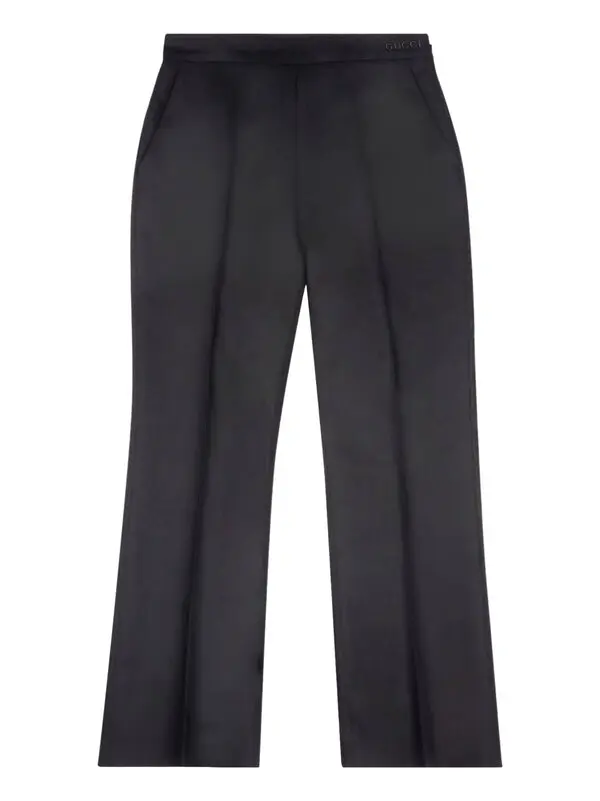 Gucci Logo Embroidered Bootcut Trousers - Black