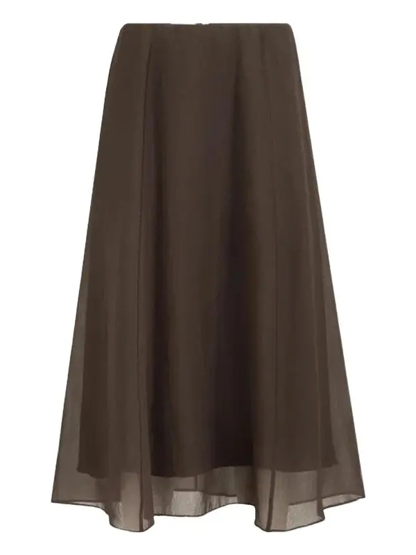 Brunello Cucinelli Flared Hem Midi Skirt - Cocoa