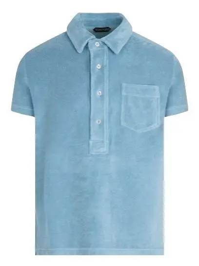 TOM FORD Towelling Polo Shirt - Blue