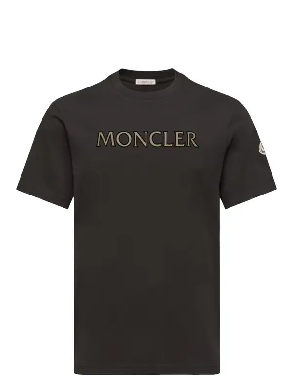 Moncler Logo Embroidered Crewneck T-shirt - Black
