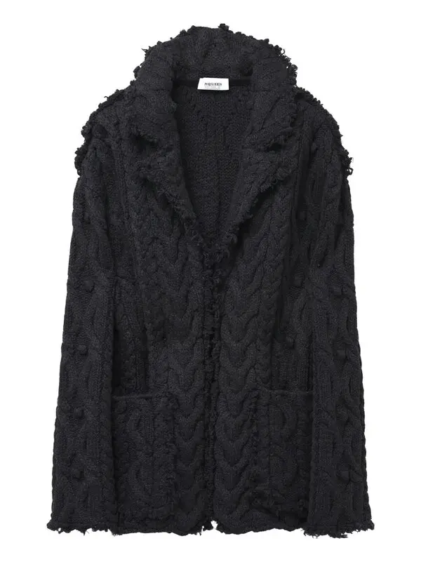 Alexander McQueen Cable-knit Cardigan With T-chain Detail - Mixed Gray