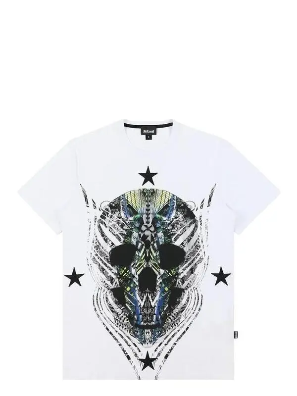Just Cavalli T-shirt With Round Neck And Short Sleeves - White