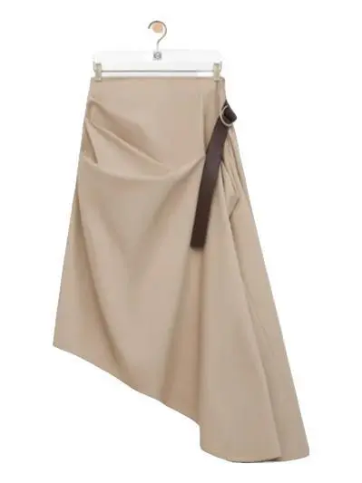 Loewe Belted Asymmetrical Draped Skirt - Light Brown