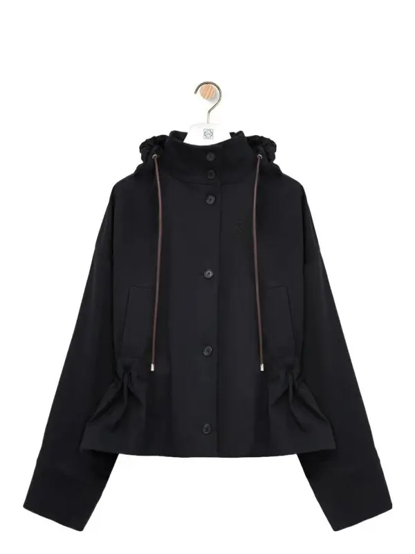 Loewe Hooded Jacket With Leather Accents - Black