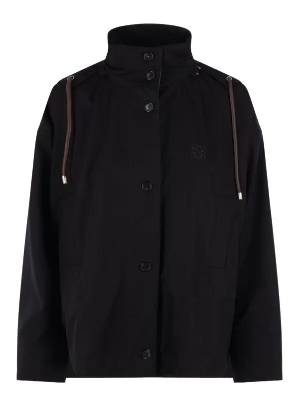 Loewe Hooded Jacket With Leather Accents - Black