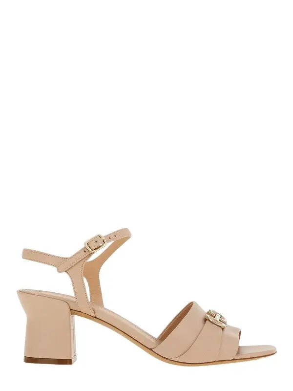 FERRAGAMO Logo Embellished High-heeled Sandals - Nude