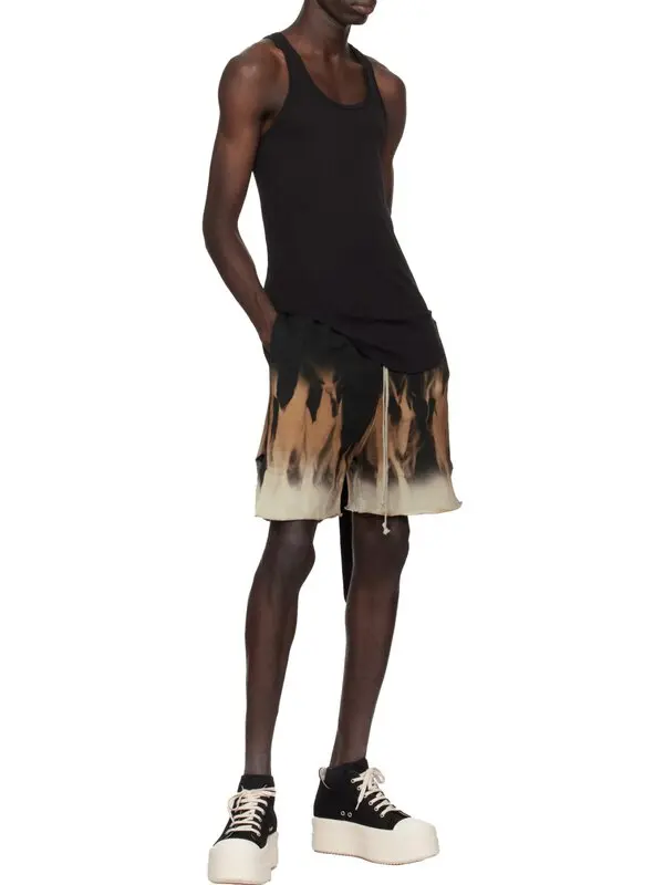 Rick Owens Mid-rise Tie-dye Printed Shorts - Black/earthen