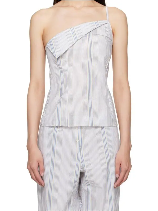 Paloma Wool One-shoulder Top With Graphic Stripes - White