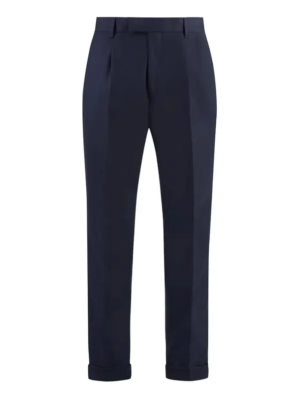 Hugo Boss Relaxed-fit Micro-patterned Trousers - Blue