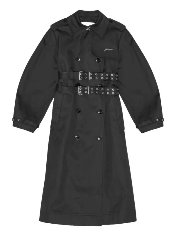 GANNI Double-breasted Belted Trench Coat - Black