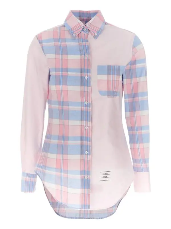 Thom Browne Checked Long-sleeved Shirt - Pink