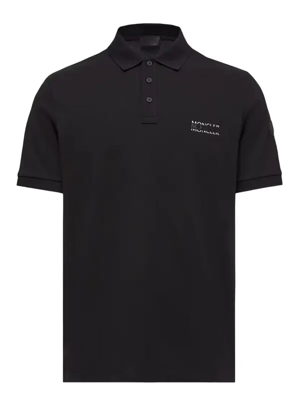 Moncler Logo Patch Short-sleeved Polo Shirt - Black