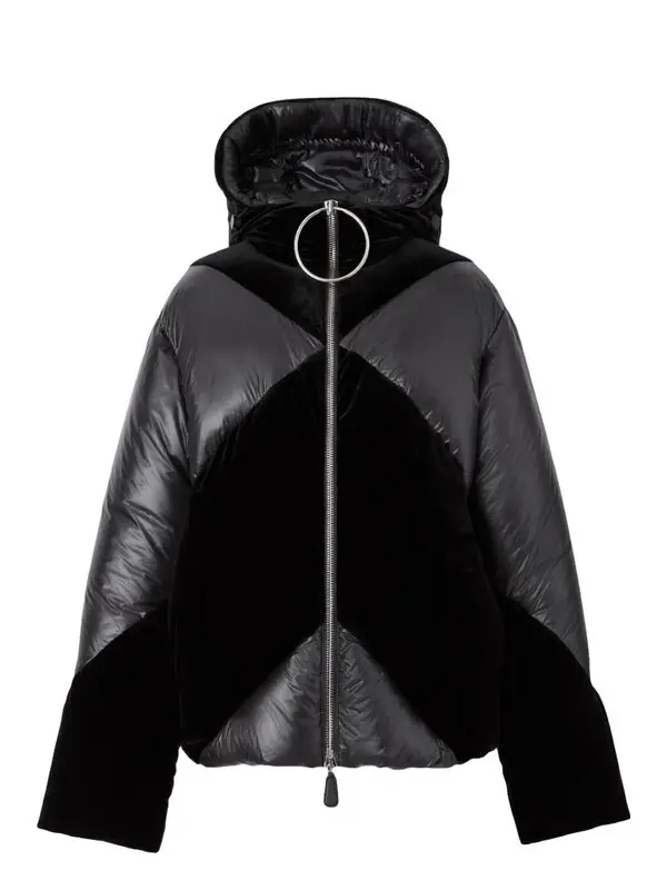 Burberry Chevron Puffer Jacket With Detachable Hood - Black
