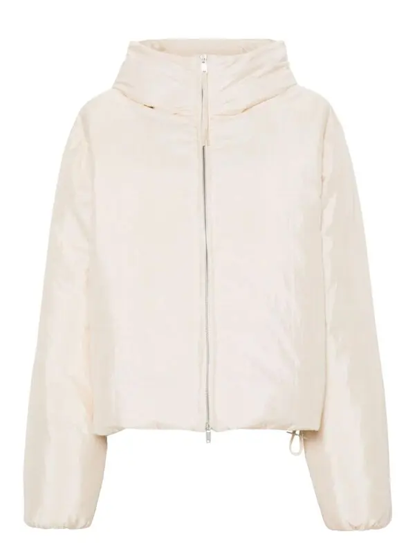 JIL SANDER High Neck Hooded Puffer Down Jacket - Beige