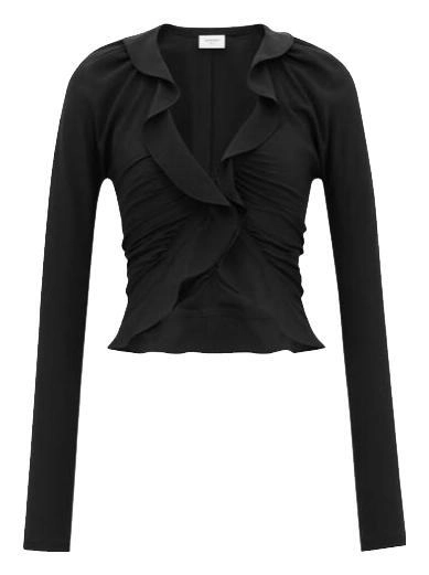 Saint Laurent Ruffled Long-sleeve Blouse - Black