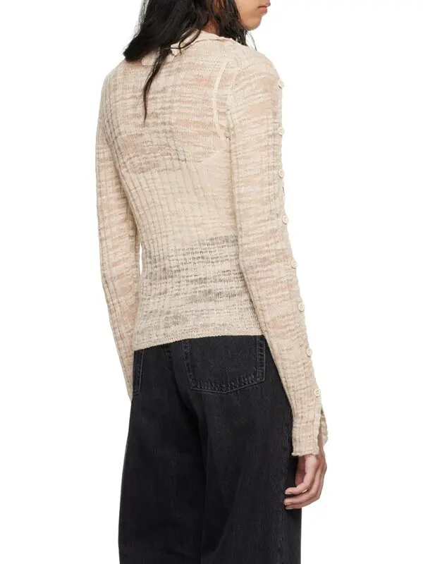Acne Studios Sheer Ribbed Turtleneck Pullover - Beige