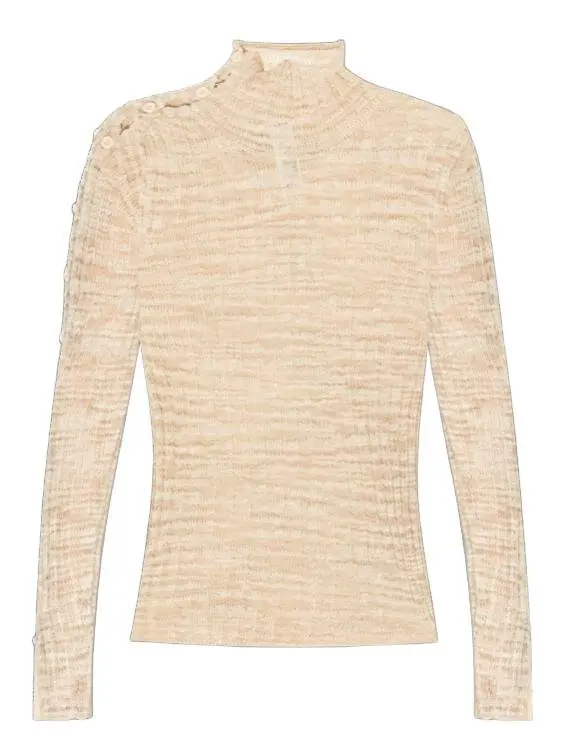 Acne Studios Sheer Ribbed Turtleneck Pullover - Beige