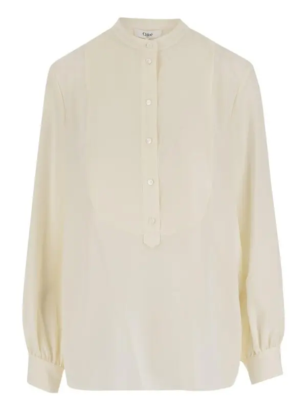 Chloé Mandarin Collar Shirt - White
