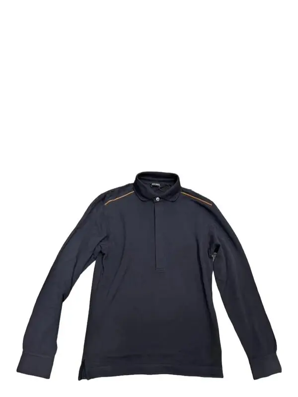 Zegna Stripe-detailed Long Sleeved Polo Shirt - Black