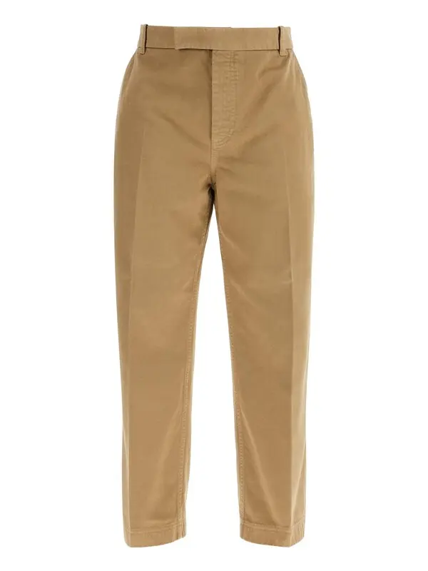 Thom Browne Pressed Crease Tapered Leg Chinos - Camel