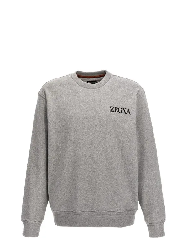 Zegna Ermenegildo Logo Embossed Crewneck Sweatshirt - Gray