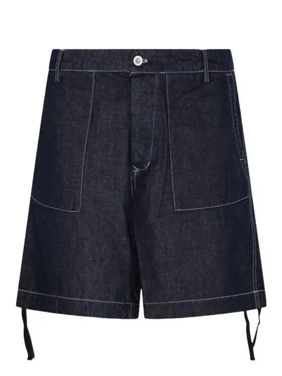 C.P. COMPANY Denim Shorts With Logo Patch - Black