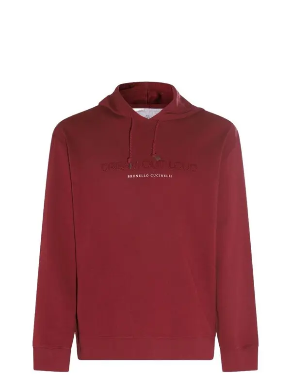 Brunello Cucinelli Embroidered Logo Hoodie - Red