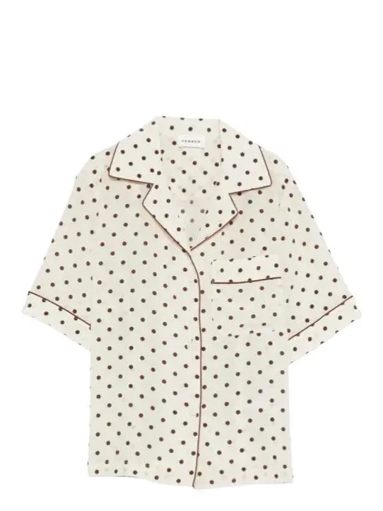 P.a.r.o.s.h Polka Dot Shirt With Piping - Beige And Brown