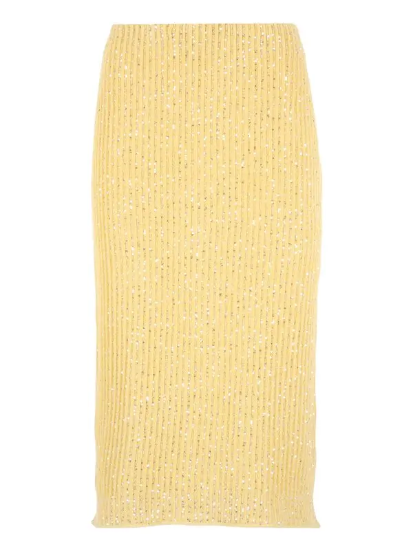 Fabiana Filippi Sequin Embellished Knit Midi Skirt - Nude