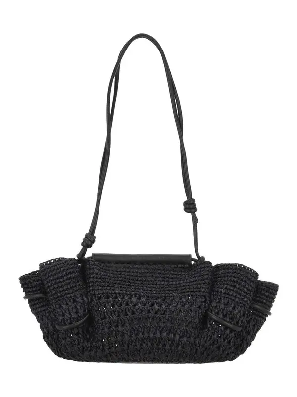 Hereu Arta Mini Crochet Pleated Crossbody Bag - Black