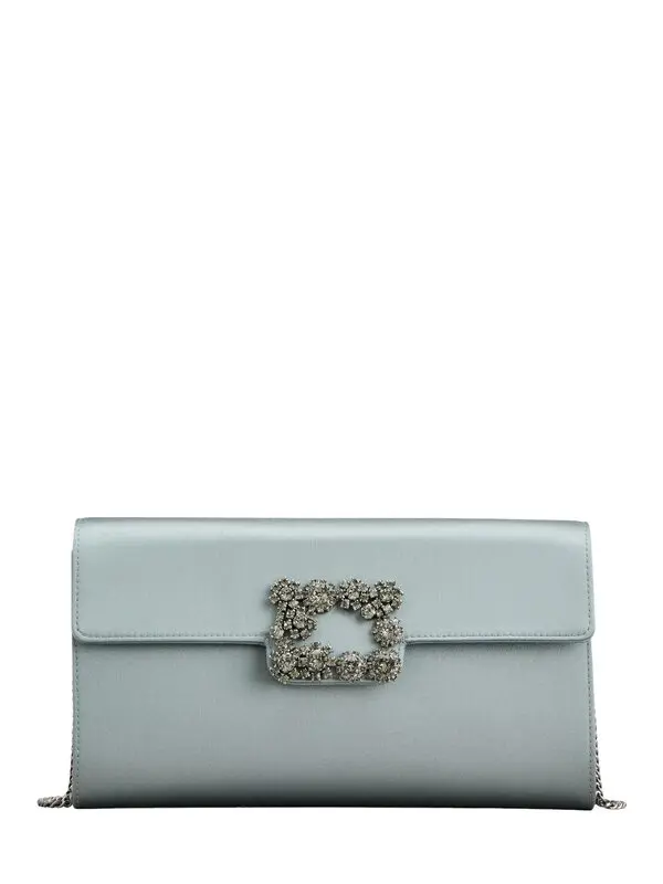 ROGER VIVIER Efflorescence Clutch In Satin - Grey