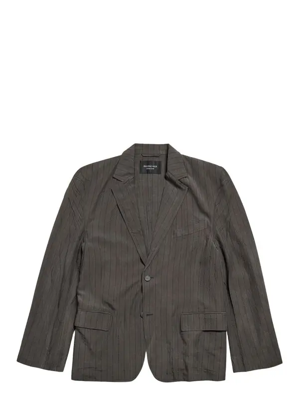 Balenciaga Pinstriped Oversized Tailored Jacket - Grey