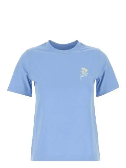 Burberry Crewneck T-shirt With Embroidered Logo - Blue