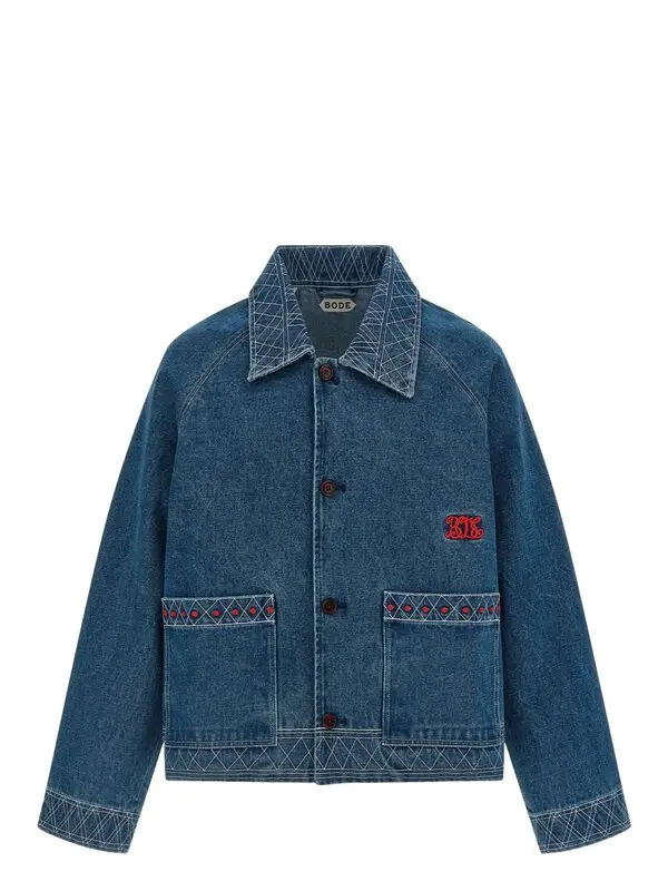 BODE Embroidered Denim Jacket - Blue