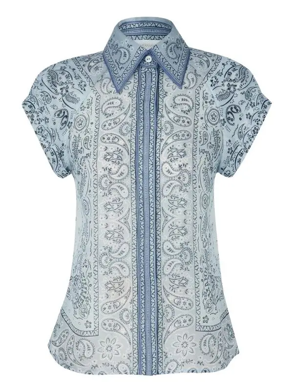 Zimmermann Matchmaker Fitted Blouse With Patch Print - Gray