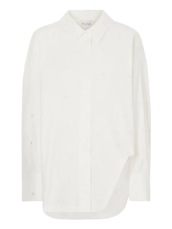 Attico Asymmetrical Embroidered Shirt - White