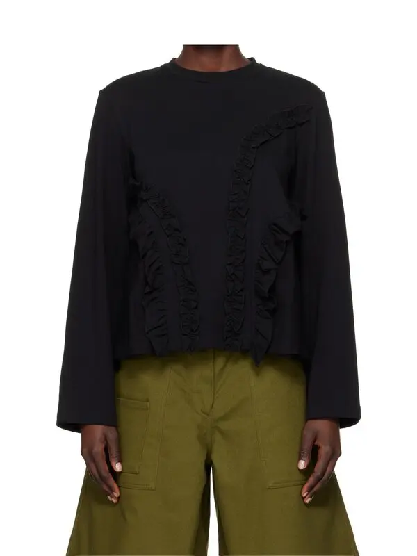 Cecilie Bahnsen Alva Ruffled Crewneck T-shirt - Black
