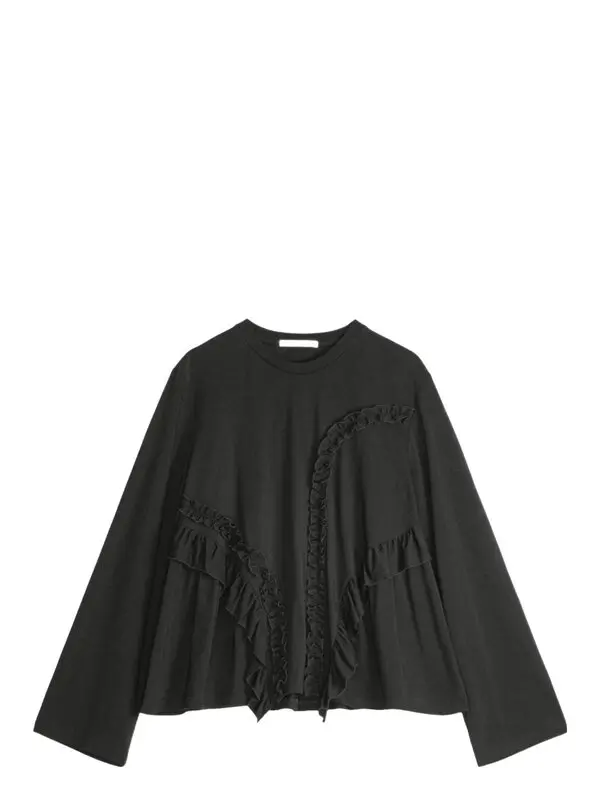 Cecilie Bahnsen Alva Ruffled Crewneck T-shirt - Black