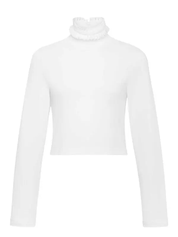 Alaïa Cropped High Neck T-shirt - White