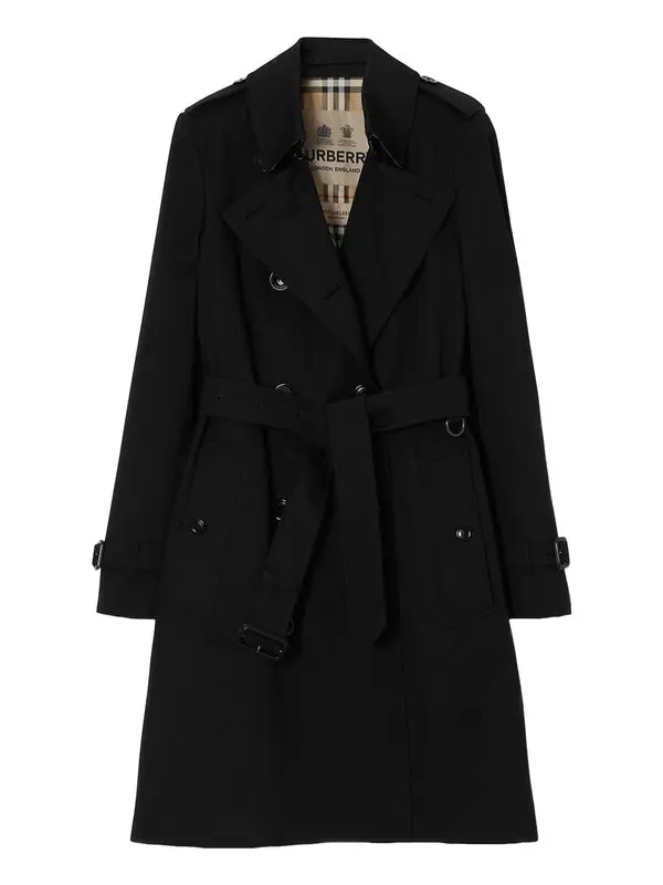 Burberry Double Breasted Belted Trench Coat - Black