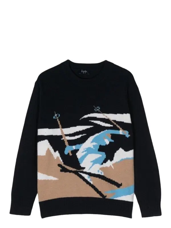 IL GUFO Long-sleeved Ski Scene Sweater - Black