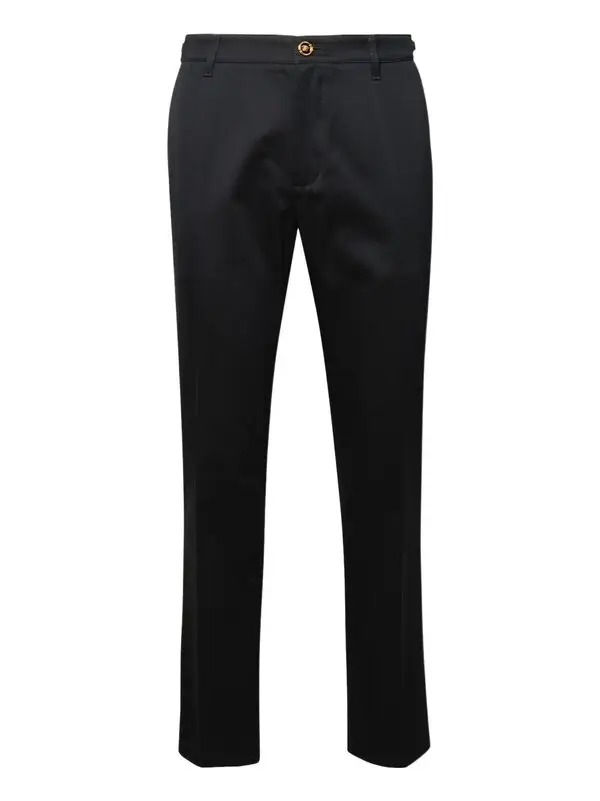Versace Pleat-detailed Tapered-leg Chino Trousers - Black