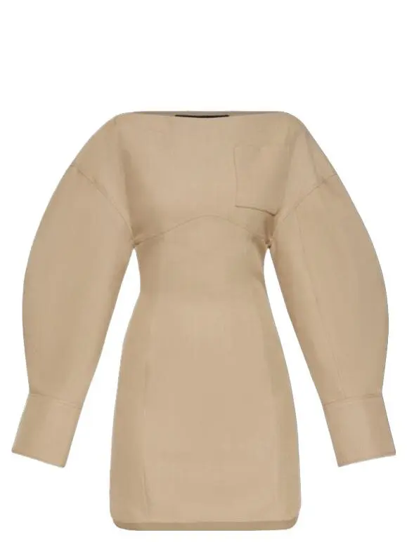 Jacquemus Long Sleeve Bubble Sleeve Dress - Nude