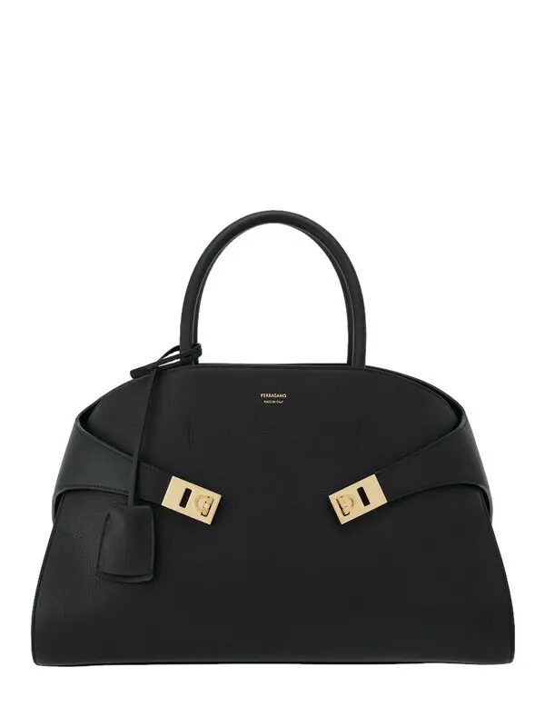 FERRAGAMO Gancini Logo Tote Bag - Black